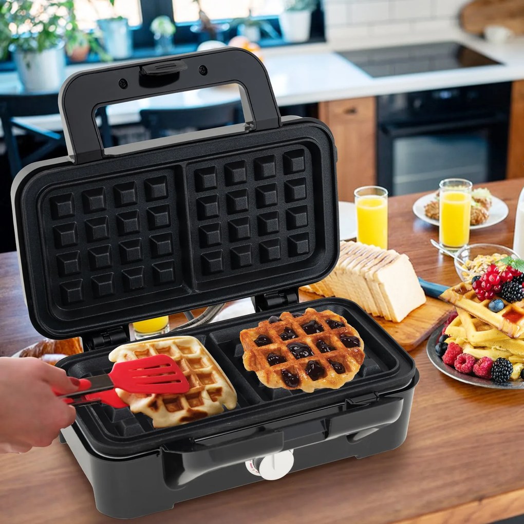 Costway 3-in-1 Vaflovač a lis na panini a sendvičovač Přenosný elektrický