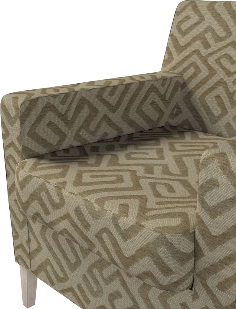 Potah na křeslo IKEA Karlstad barva béžová látka pletený vzor, vzorované