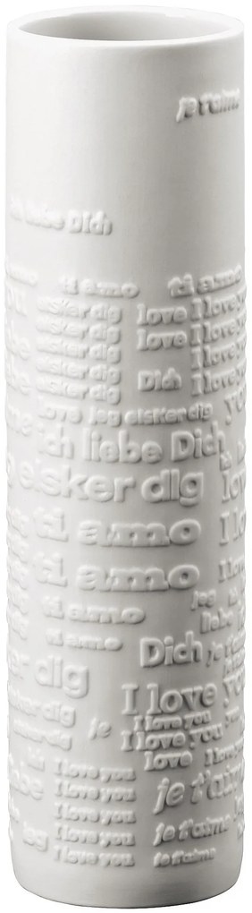 Bílá porcelánová váza Rosenthal Love Love s plastickými nápisy , 22 cm