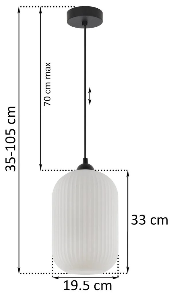 Závěsné svítidlo Riffle 4, 1x bílé skleněné stínítko, b