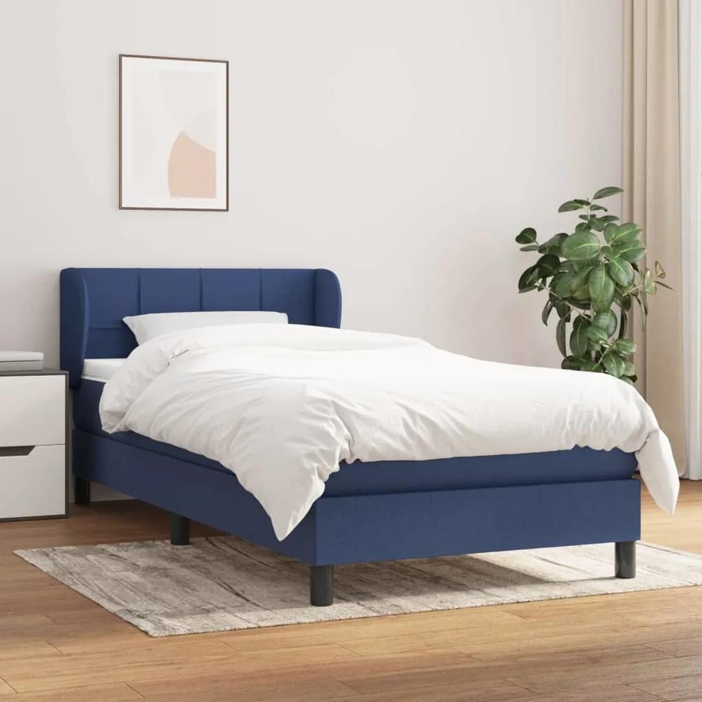 vidaXL Box spring postel s matrací 90x190 cm textil [3126209] Barva: Modrá