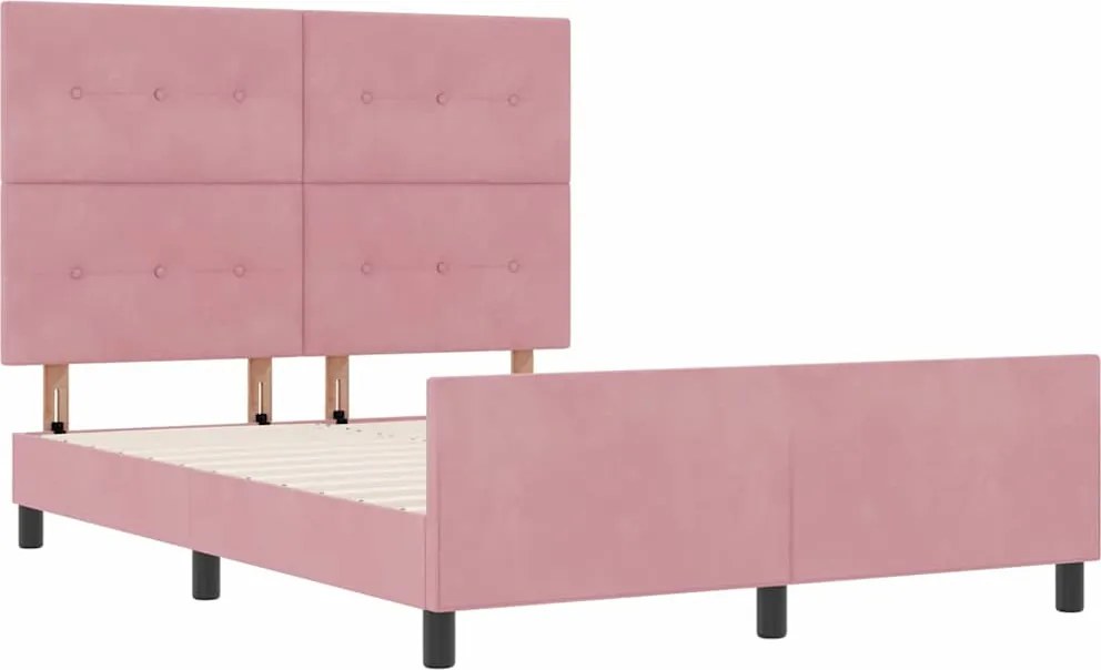 Postel s boxspringem s čelo Růžová 160 x 200 cm samet 3344956
