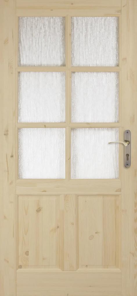 ORKAN Interiérové dveře 6lux Eco, 60 L, 650 × 1985 mm, masivní dřevo, levé, borovice, prosklené