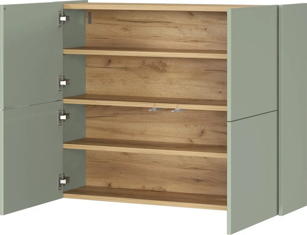 Šedozelená matná závěsná skříňka 97x79x27 cm Binetto – Germania