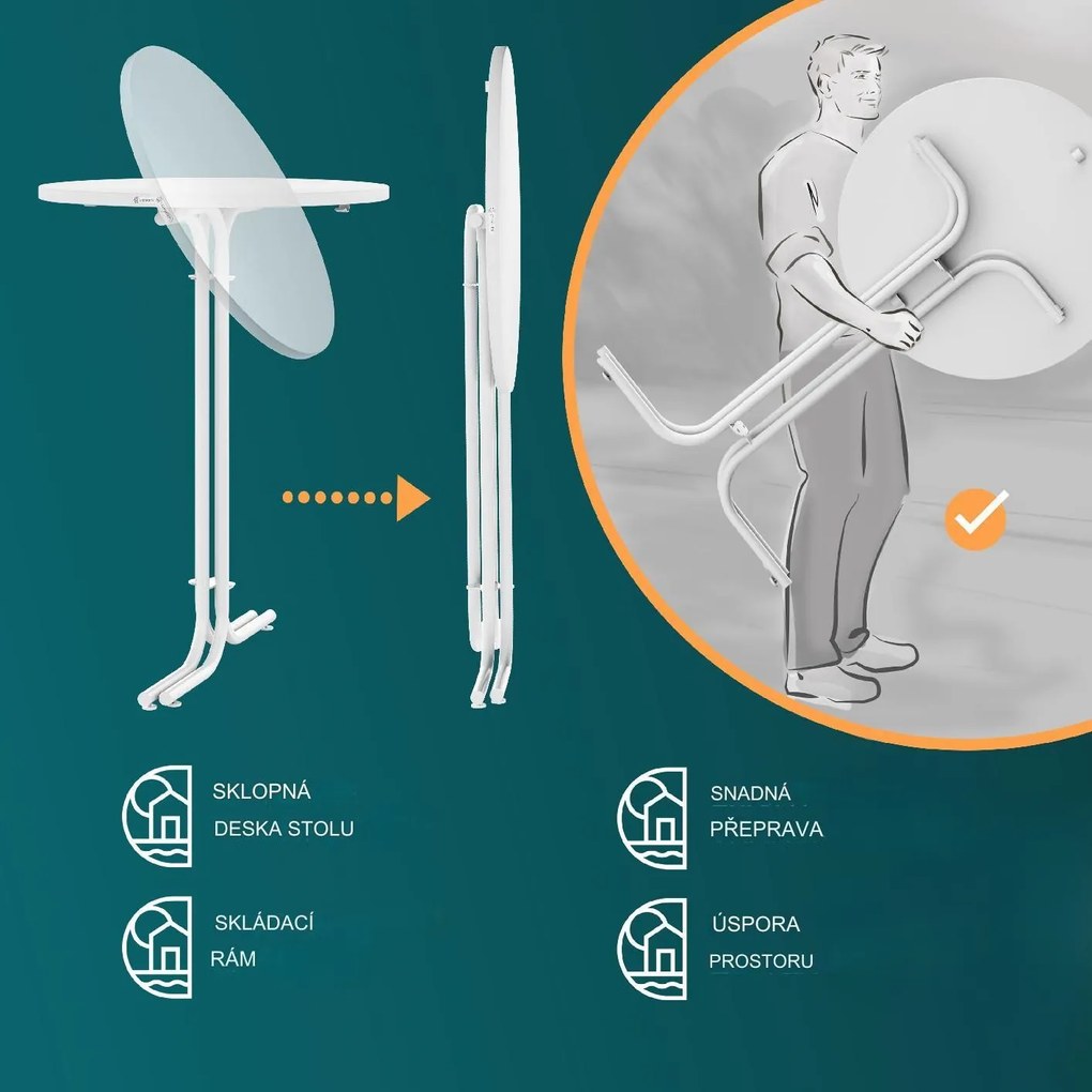 Deuba Skládací barový stůl Ø70 cm - bílý
