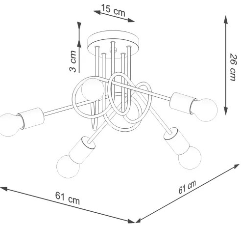 Sollux SL.1478 - Přisazený lustr EMBER 5xE27/15W/230V černá/béžová/buk