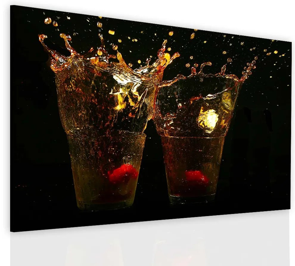 Obraz drink s jahodou (100x70 cm) - InSmile ®