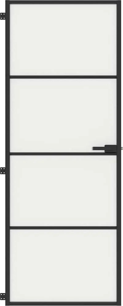 Interiérové dveře úzké černé 76x201,5 cm tvrzené sklo a hliník 155117