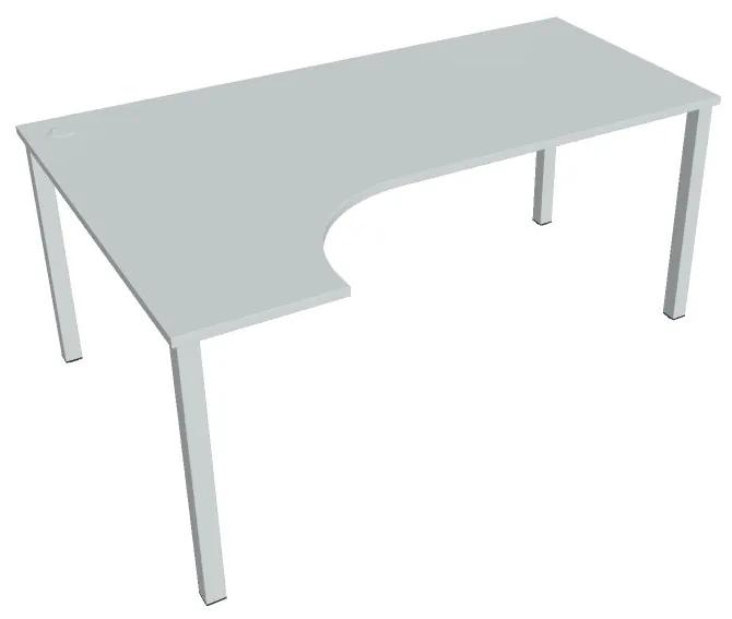 Stůl ergo oblouk pravý 180×120/80 cm - Hobis Uni UE 1800 P Dekor stolové desky: šedá, Barva nohou: Stříbrná