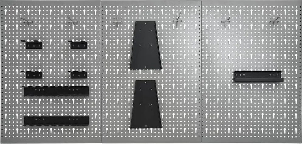 Nástěnné děrované panely 3 ks 40 x 58 cm ocel 145351