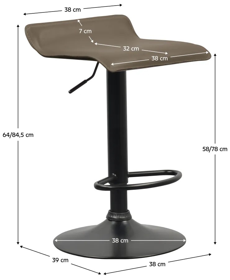Kondela Barová židle, šedohnědá Taupe ekokůže, BAILI