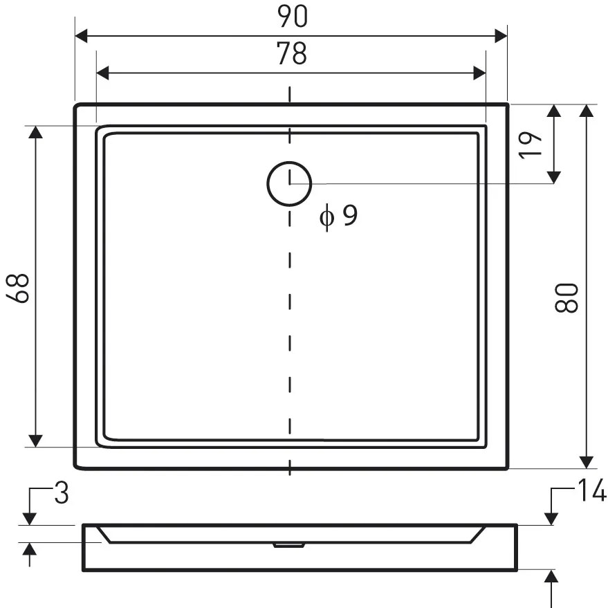 Novoterm Obdélníková akrylátová sprchová vanička NV-Victor 90x80 bílá