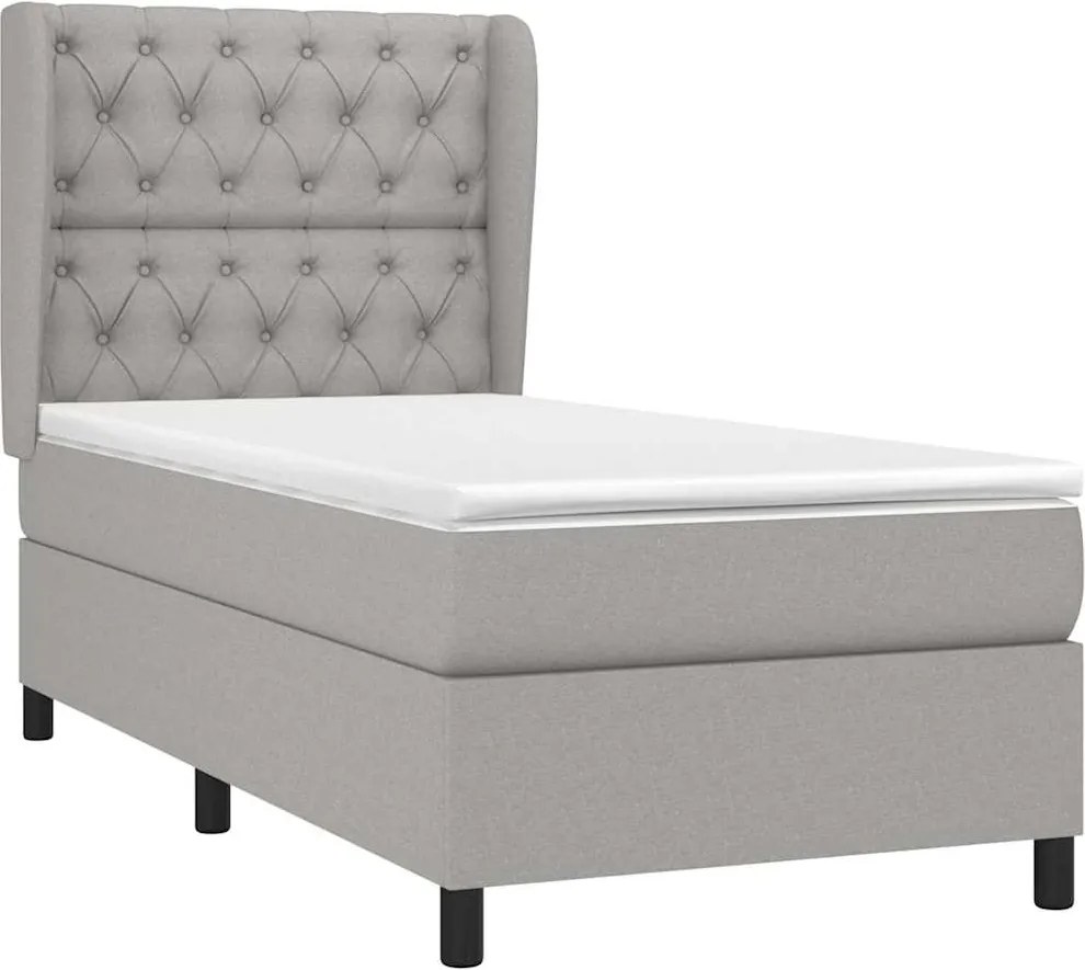 Box spring postel s matrací světle šedá 80 x 200 cm textil 3128157