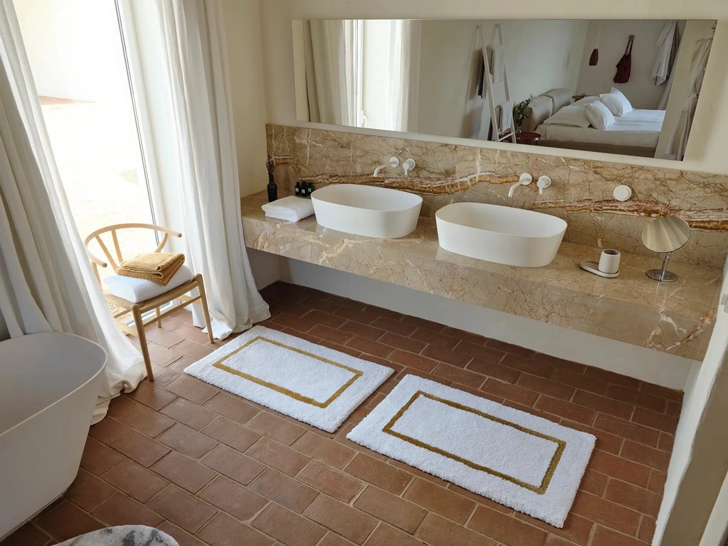 Abyss & Habidecor Luxusní koupelnová předložka | Karat , Rozměr 60x100cm, Barva 800 - Bílá/zlatá