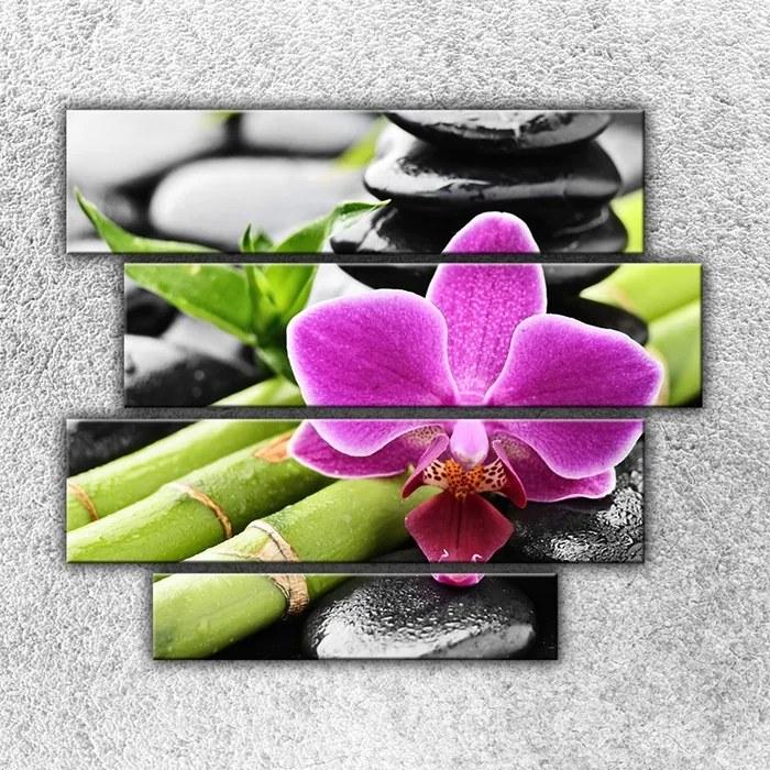 4 dílný obraz na stěnu Květ a bambus