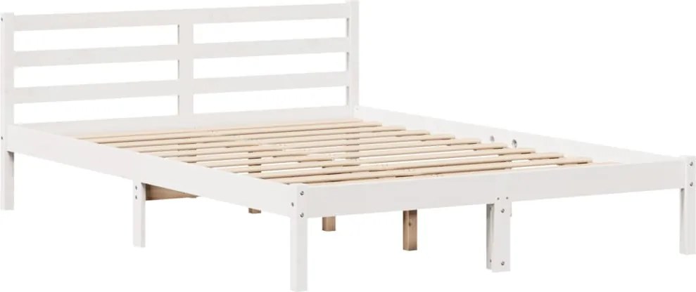 Postel s knihovnou bez matrace bílá 135x190 cm masivní borovice 3321847