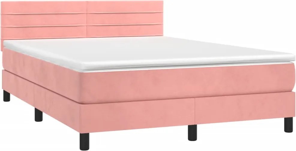 Box spring postel s matrací růžová 140x190 cm samet 3141364