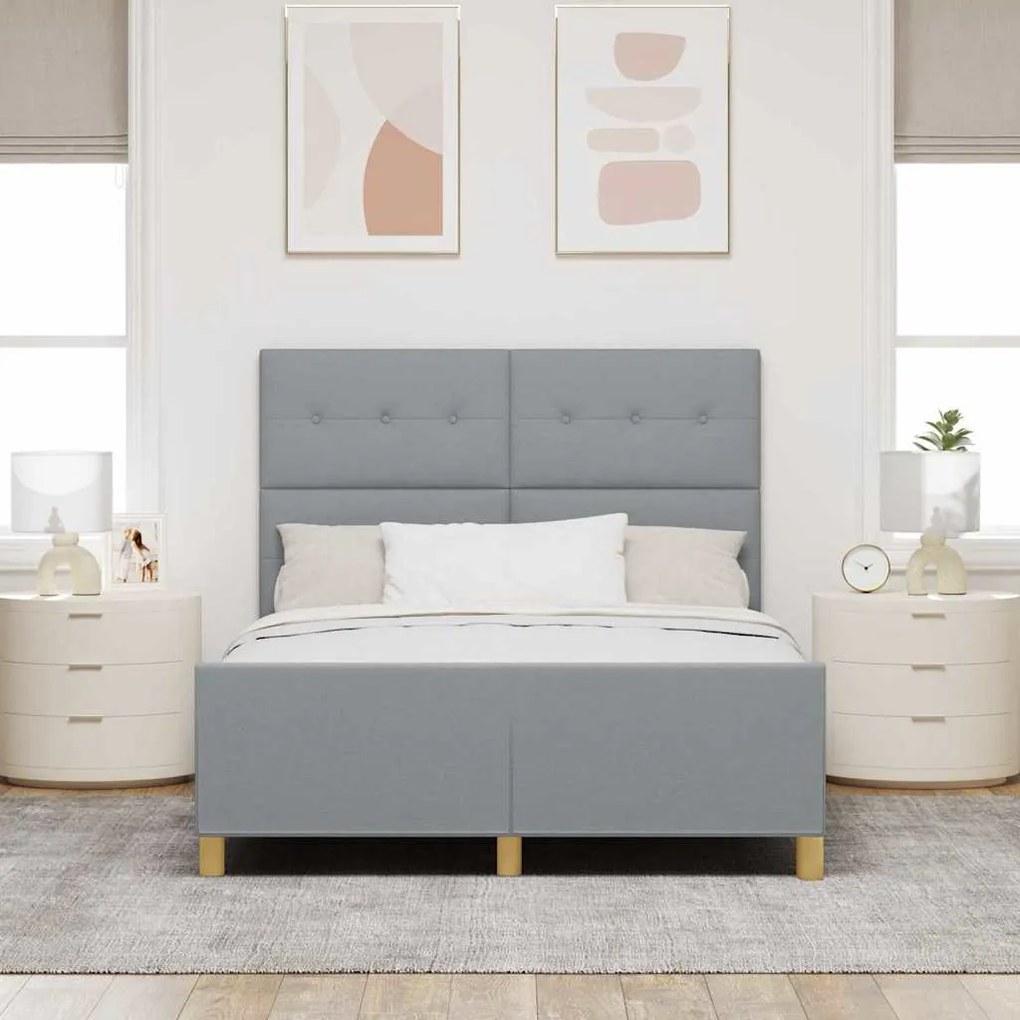 Rám postele s čelo Světle šedá 140 x 200 cm textil 3344732