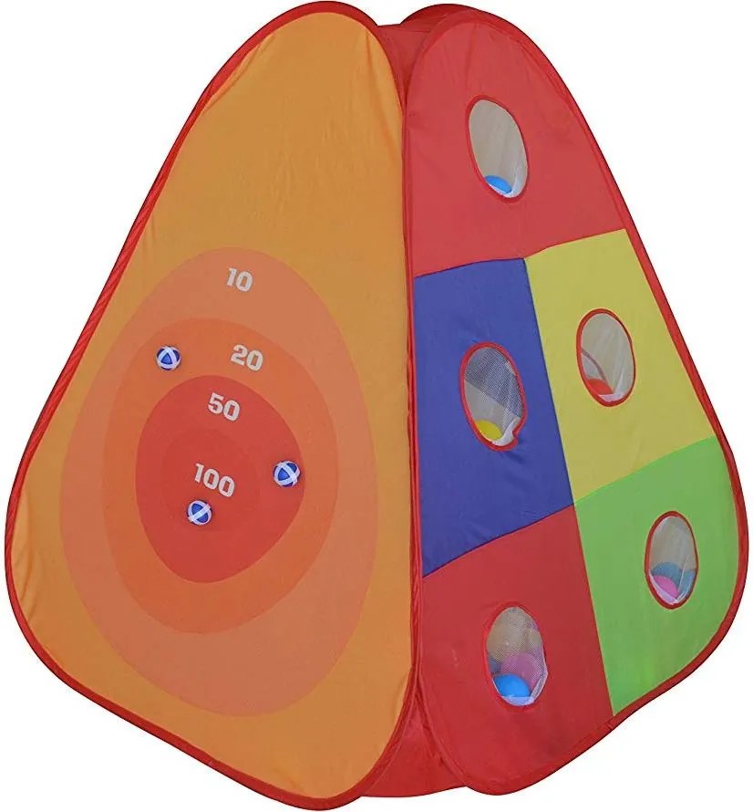 KNORRTOYS Dětský hrací stan Bullseye s míčky 30ks + 3 lepící míčky