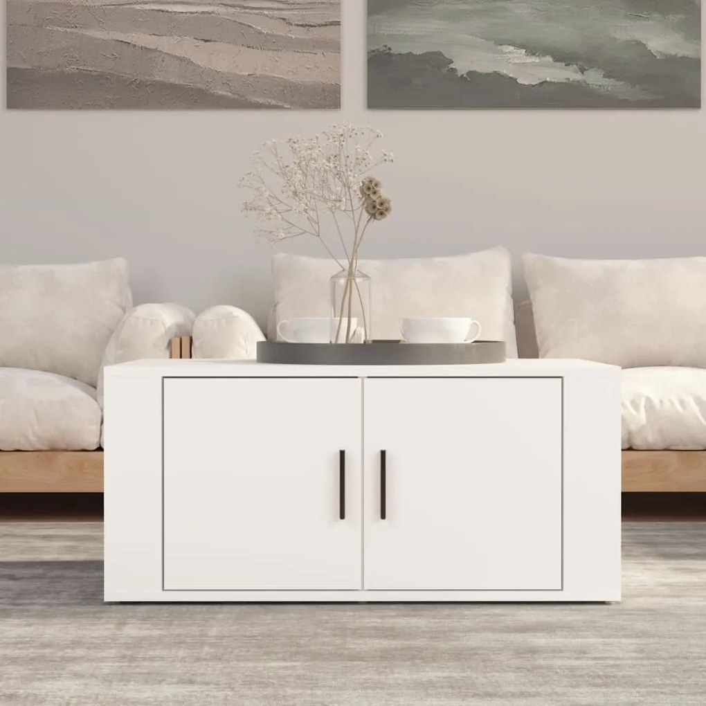 Konferenční stolek bílý 80 x 50 x 36 cm kompozitní dřevo - Default Title