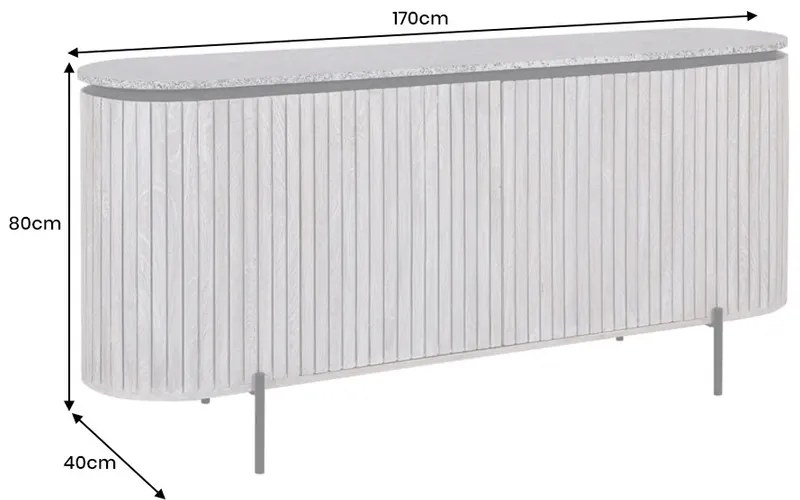 Massive home | Komoda ADLON 170 cm s mramorovou deskou - mangové dřevo