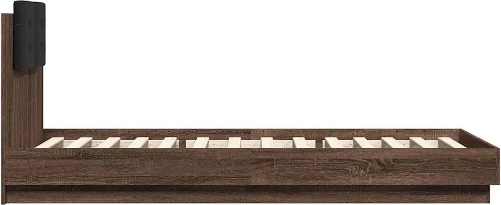 Rám postele s čelem hnědý dub 100 x 200 cm kompozitní dřevo 3209939
