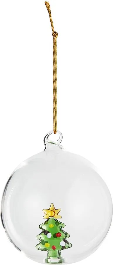 HANG ON Skleněná koule stromeček 9 cm - čirá