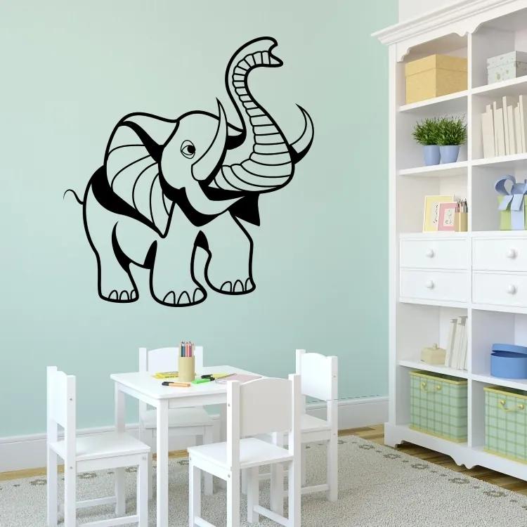 Slon pro štěstí - vinylová samolepka na zeď 100x67cm