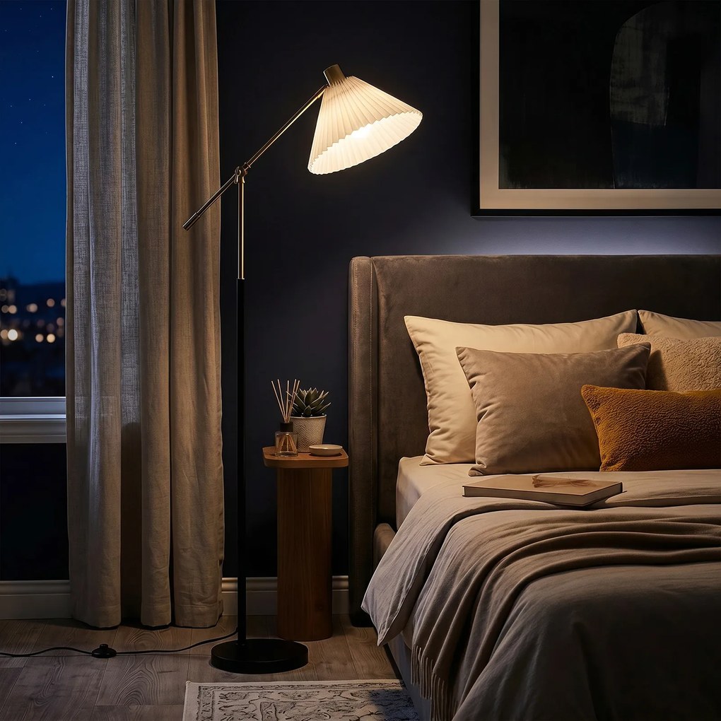 Costway Stojací lampa výškově nastavitelná stojací lampa s nastavitelným úhlem