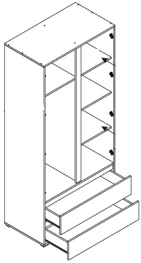Maridex Dvoudvéřová šatní skříň Cosmo C02 - dub sonoma
