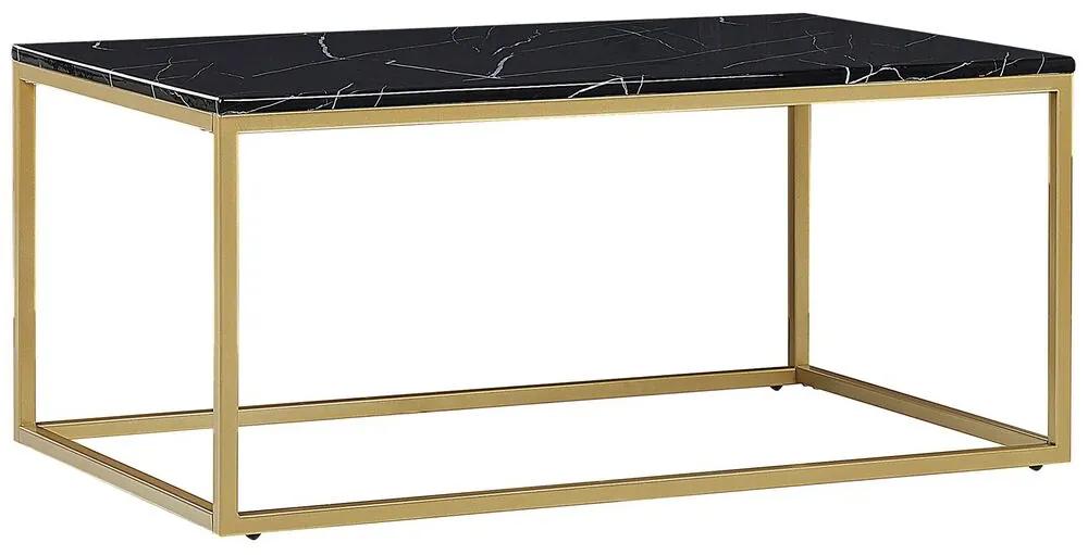 Konferenční stolek s mramorovým efektem zlatý/černý DELANO Beliani