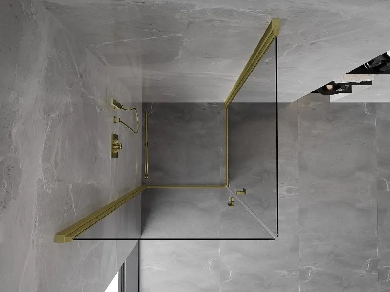 Mexen Mist-B Duo, 2-křídlý ​​výklopný sprchový kout 80 x 80 cm, čiré sklo, zlatý matný profil, 8A2-080-080-55-00