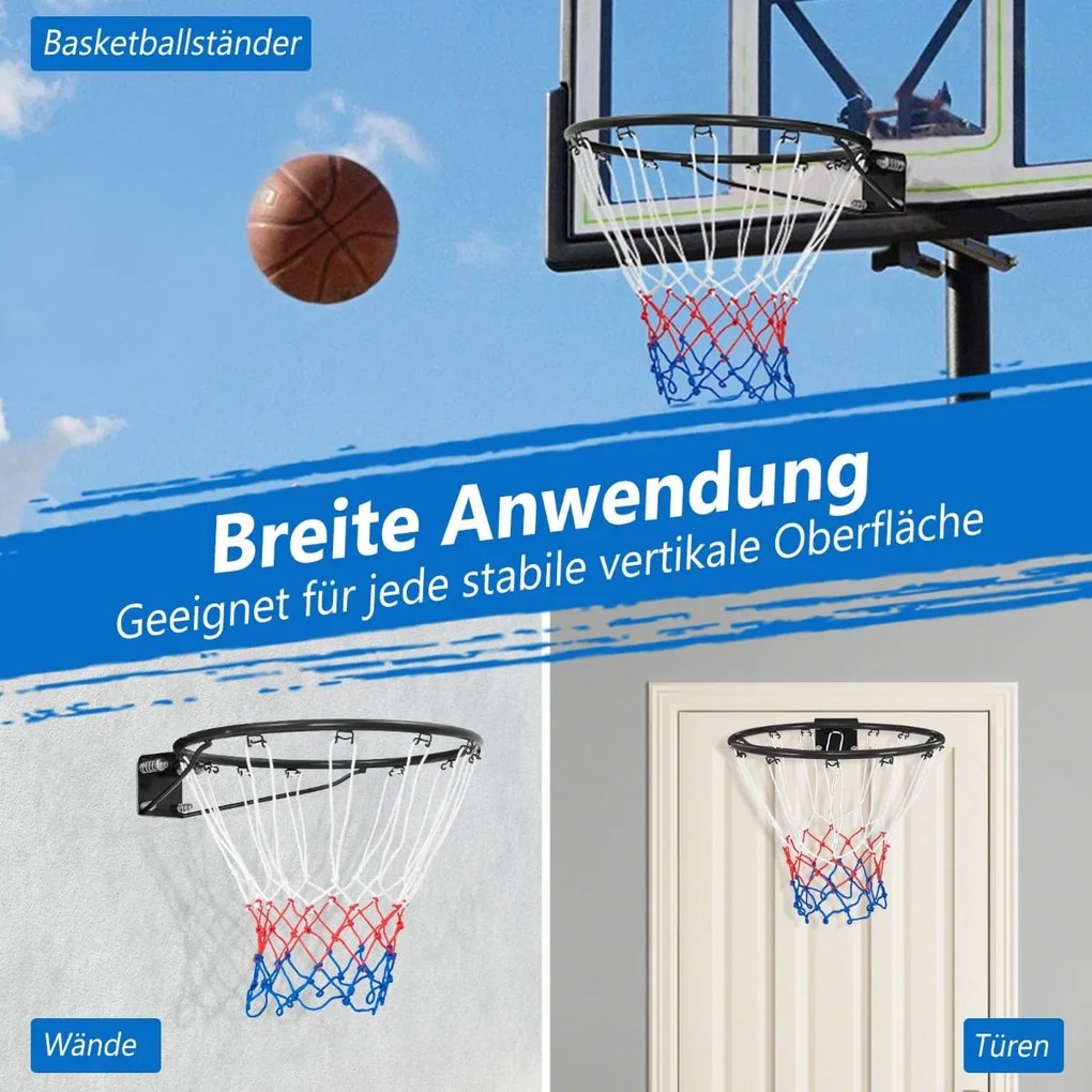 Costway Ø45 cm basketbalový koš s kroužkem a síťkou pro montáž