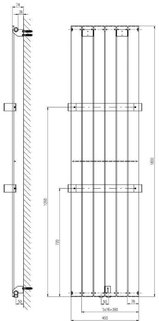 Sapho, COLONNA topné těleso 450x1800mm, břidlice s texturou, IR147