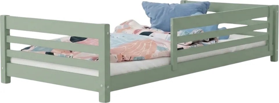 Benlemi Nízké dětské jednolůžko ze dřeva TULY se dvěma čely Zvolte barvu: Bílá, Zvolte rozměr: 90x190 cm, Zvolte zábranu: S otevřeným vstupem