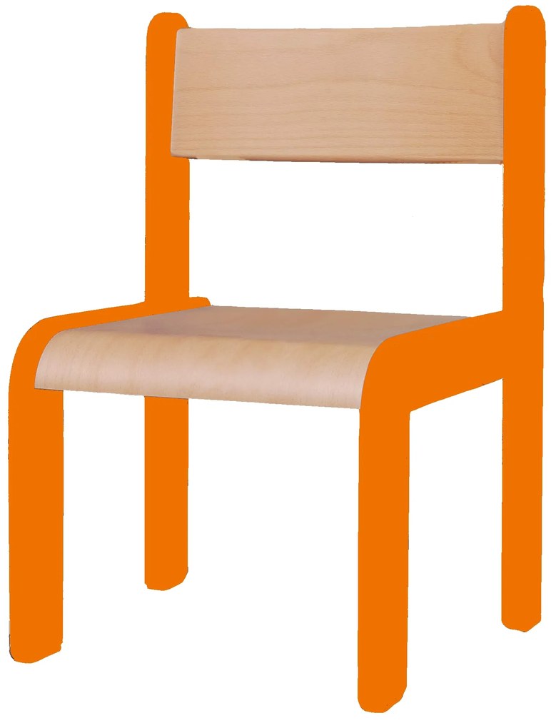 Dětská židlička bez područky 26 cm DE mořená - oranžové okraje