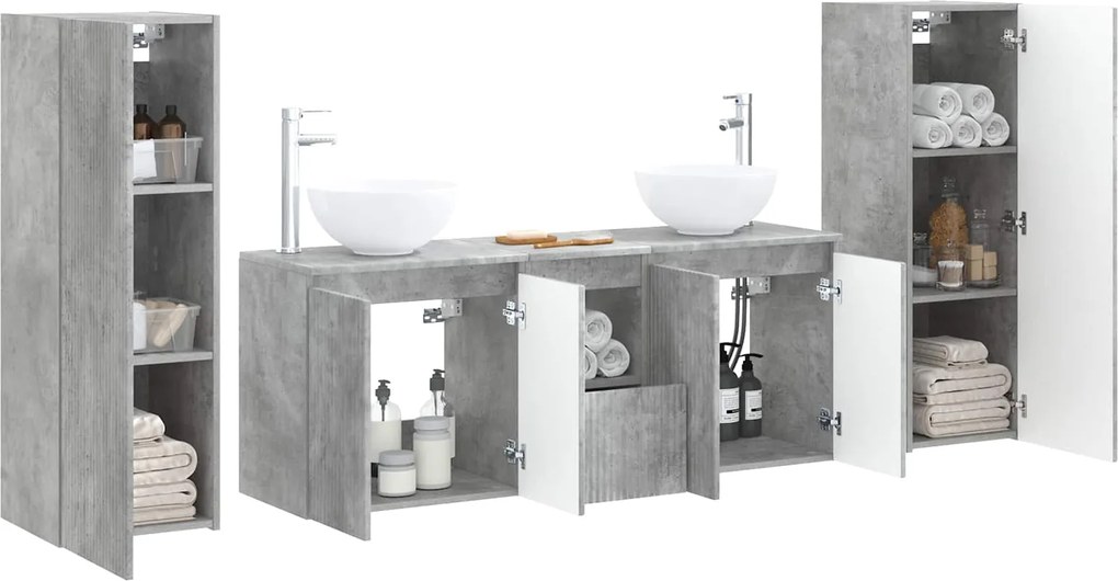 Sada koupelnového nábytku 5 ks Betonově šedá 33 x 34,5 x 100 cm 3405986