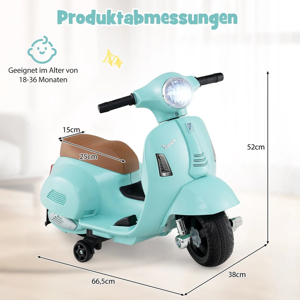 Costway Licencovaná dětská elektrická motorka Vespa 6 V bateriový motocykl