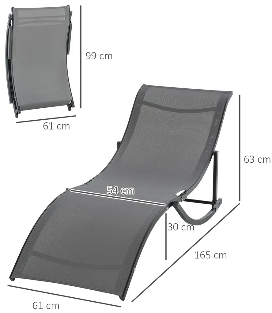 Outsunny sada 2 lehátek zahradní lehátka látková relaxační lehátka ergonomická hliníková Texteline tmavě šedá 165 x 61 x 63 cm | Aosom