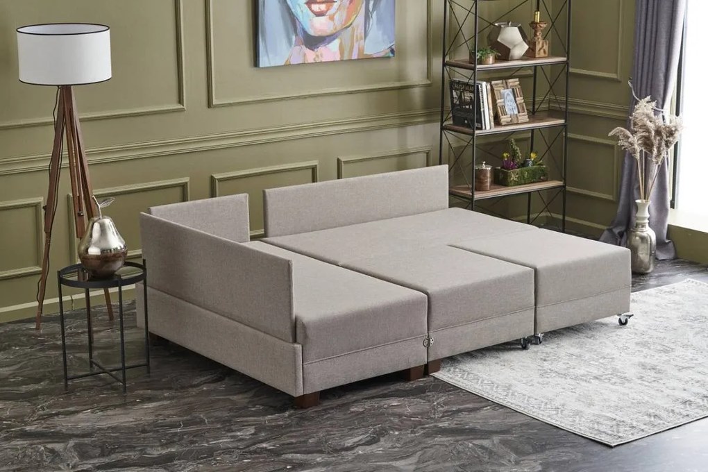 Designová rohová sedačka Ramesha 280 cm krémová - levá - otevřené balení