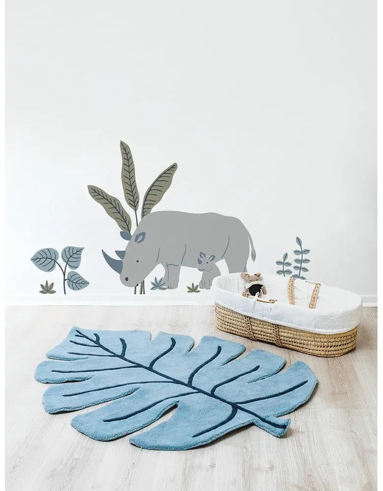 Modrý dětský koberec 105x150 cm Monstera Leaf – Lilipinso