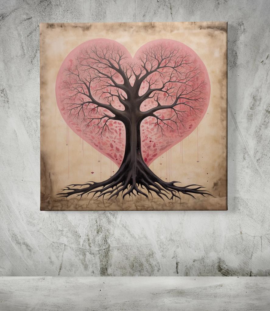 Obraz na plátně - Strom života ve tvaru srdce FeelHappy.cz Velikost obrazu: 60 x 60 cm