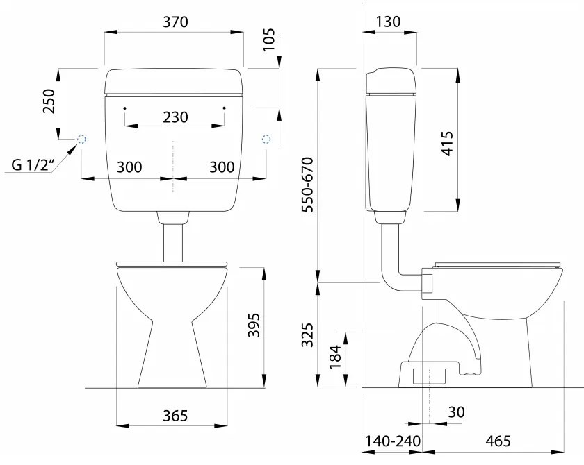 CREAVIT WC kombi, dvojtlačítko 4,5/6l, spodní odpad, bílá TP3406