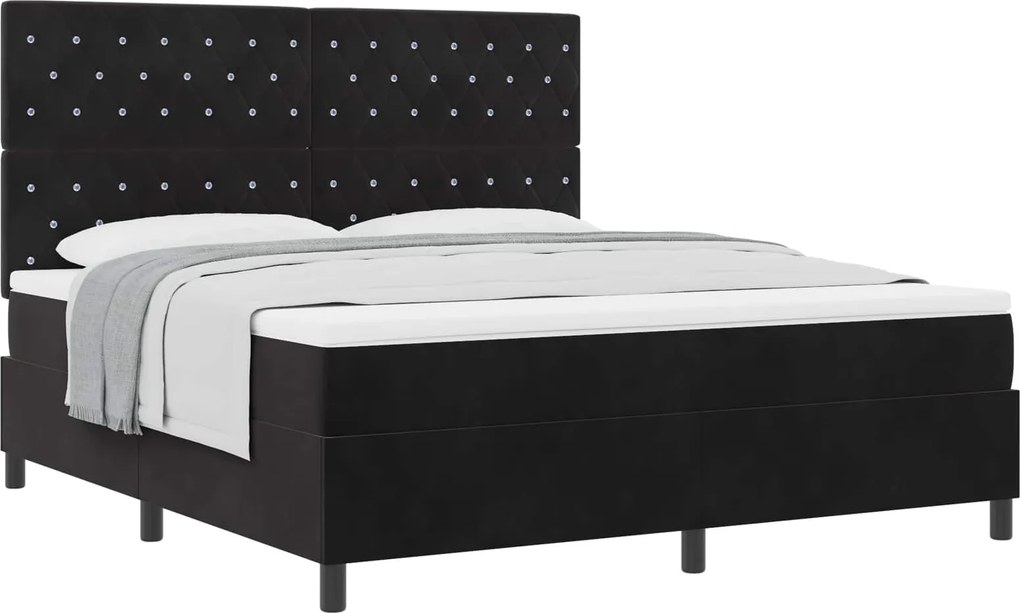 Postel s boxspringem s matrací s čelo Černý 180 x 200 cm samet 3339784