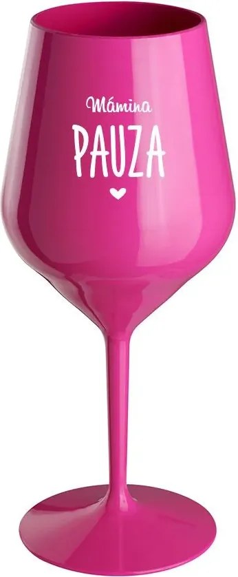 MÁMINA PAUZA - růžová nerozbitná sklenice na víno 470 ml