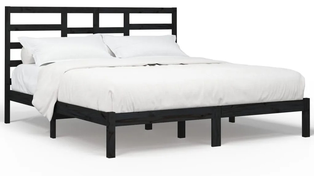 Rám postele černý masivní borovice 180 x 200 cm Super King,  3105814