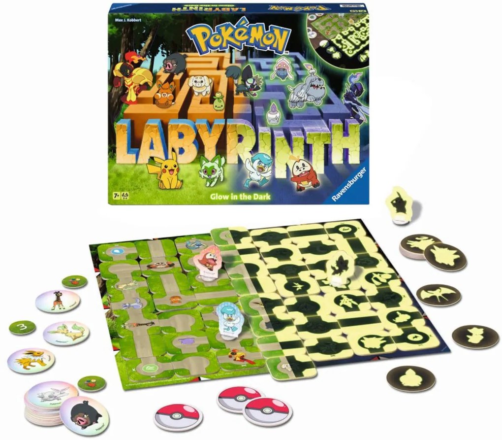 RAVENSBURGER HRA Labyrinth Pokémon noční edice svítí ve tmě 2v1 2422839