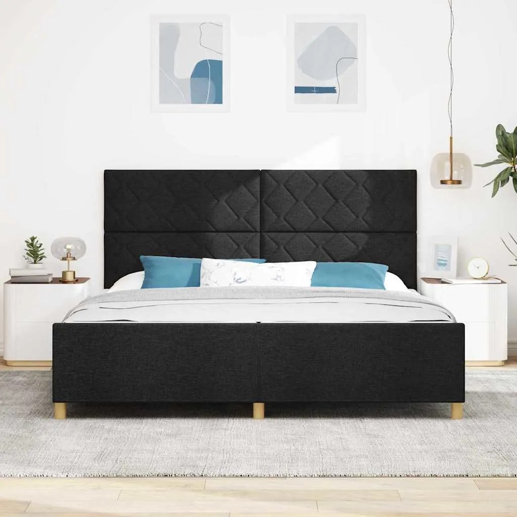 Rám postele s čelo Černá 200 x 200 cm textil 3344832