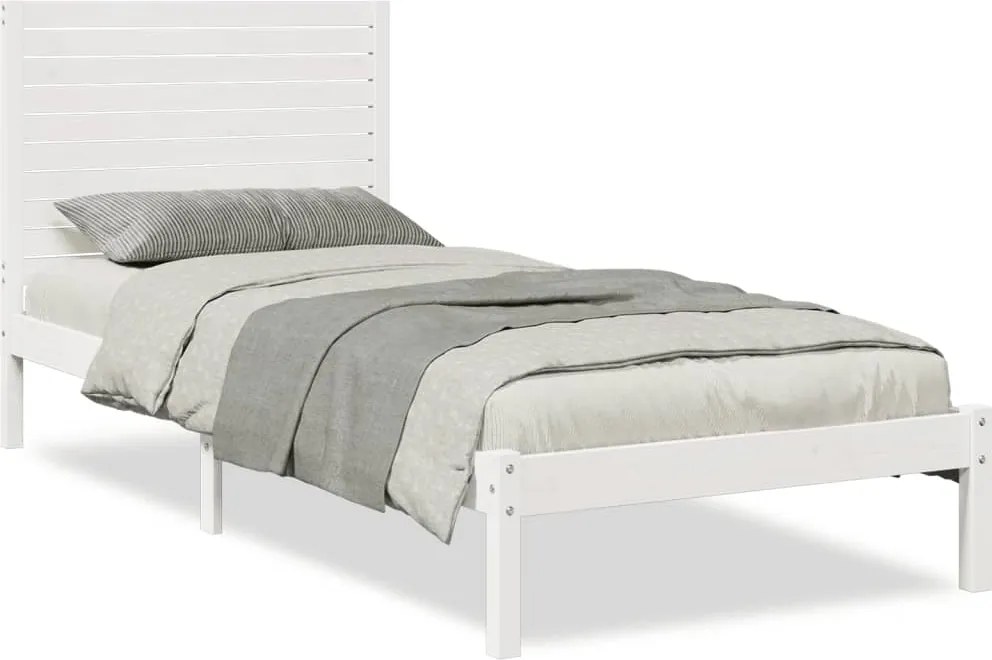 Prodloužený rám postele bez matrace bílý 90 x 210 cm masiv 3309296