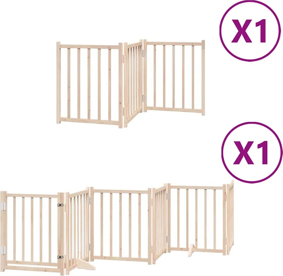 Zábrana pro psy s dvířky skládací 9 panelů 450 cm topol 3155697